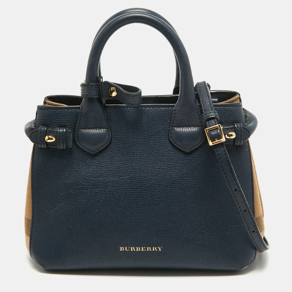 Burberry | Bags | Burberry Navy Bluebeige House Check Canvas And ...